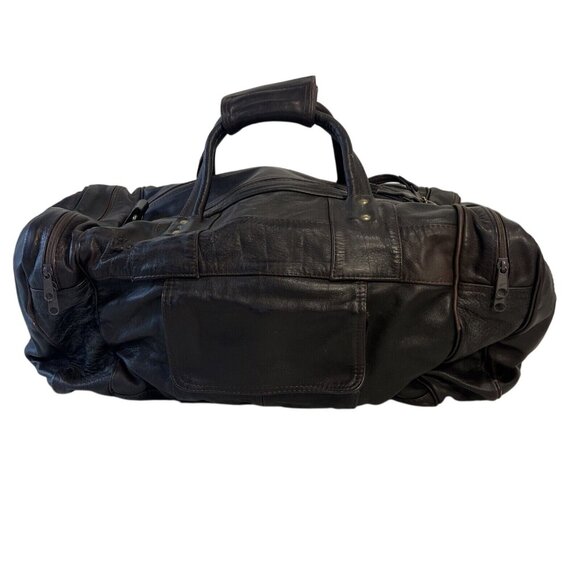 Unbranded | Bags | Large Brown Leather Duffel Bag Dual Handles Zipper ...